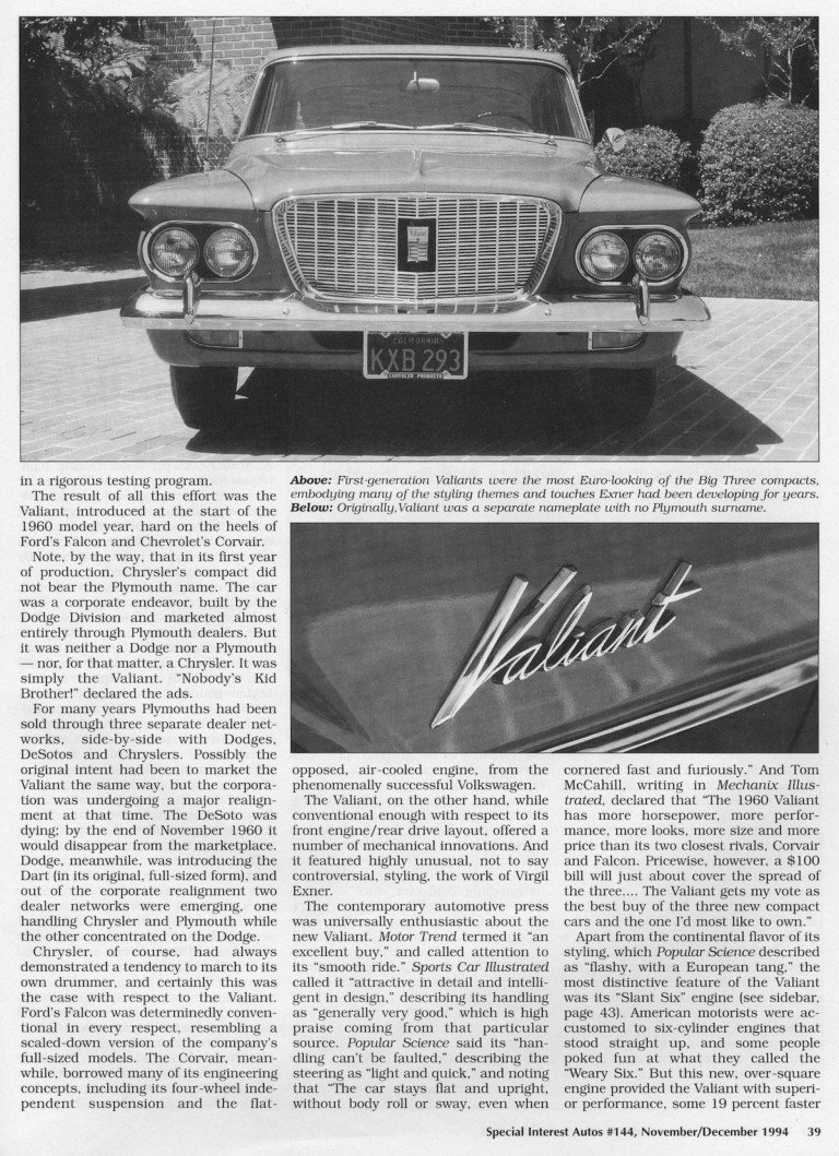Tony DeFeo: To Love The Road Toad, How The '60 Valiant Started It All ...