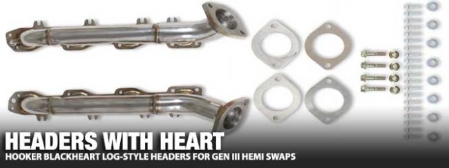 Hooker BlackHeart Log-Style Headers for GEN III Hemi - Mopar Connection ...